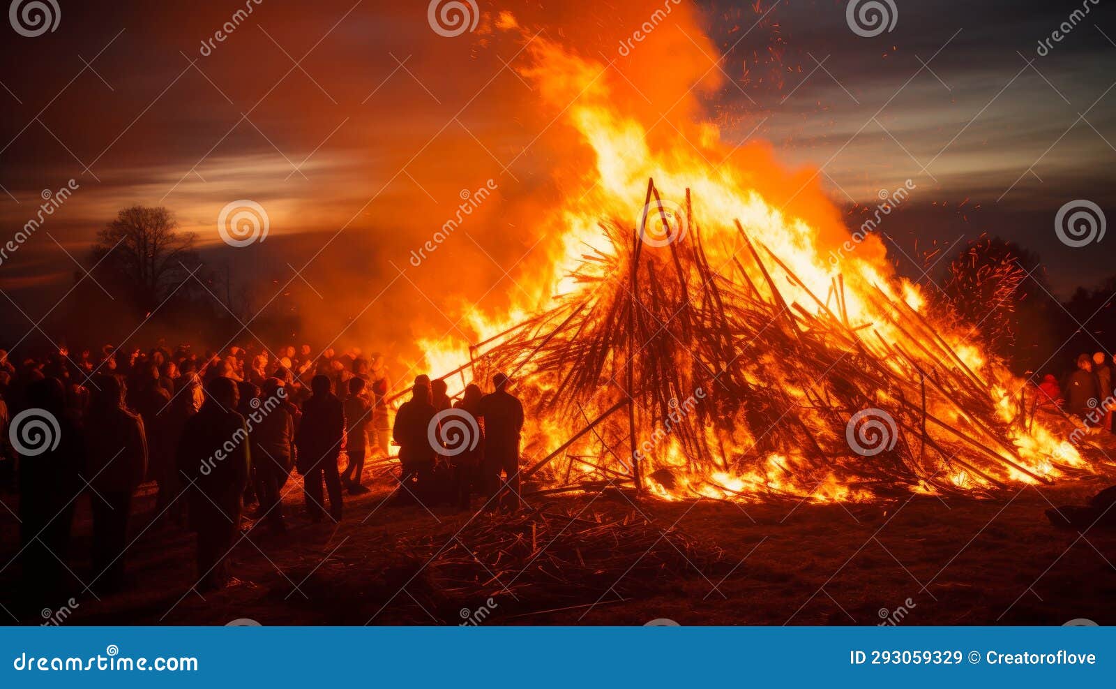 A Image of the Born Fire with Gathering of the Public Stock ...