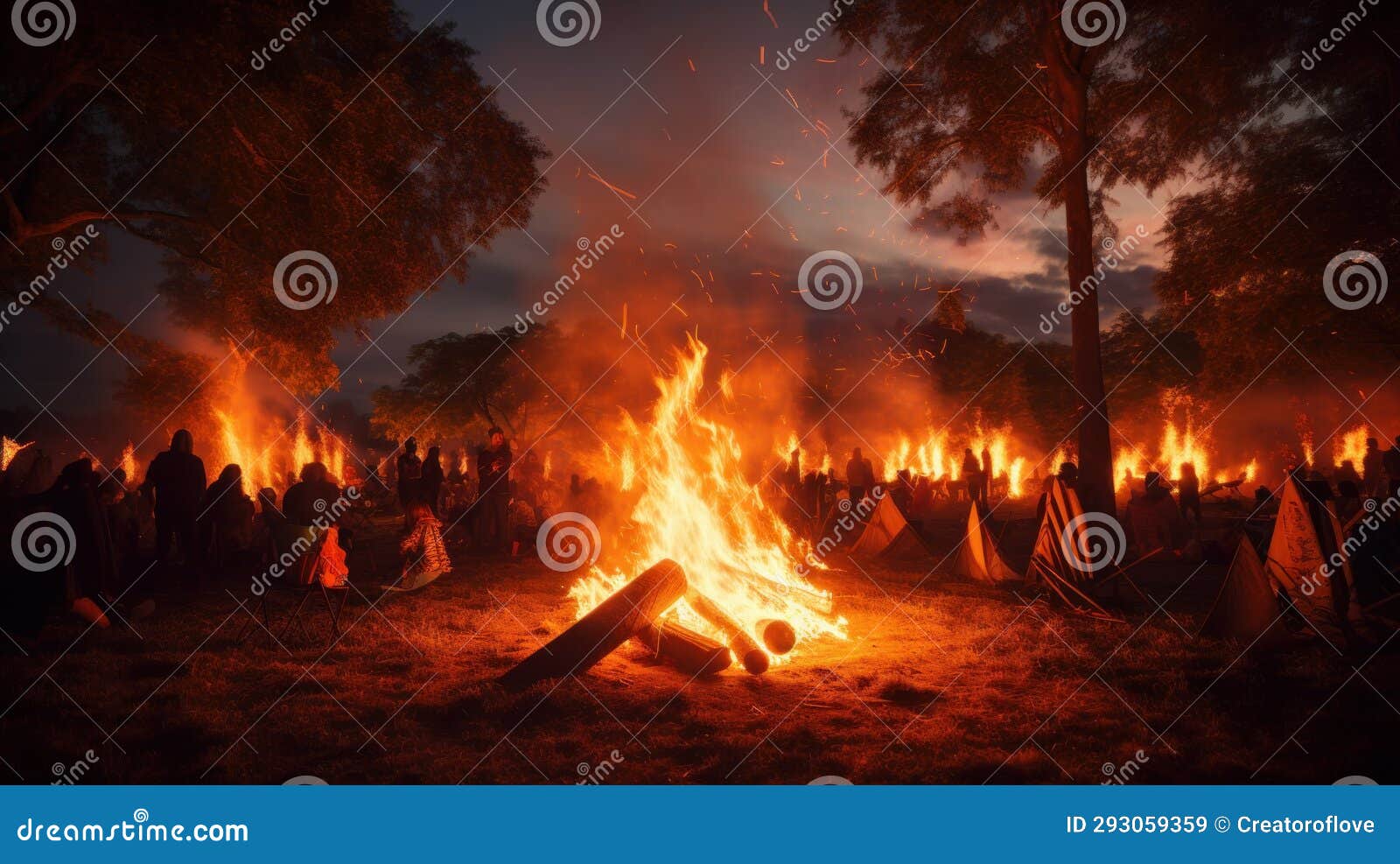 Image of a Born Fire in between Jungle Stock Illustration ...