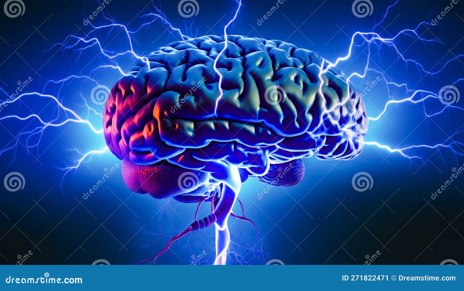 An Image of Brain with Lightning Coming Out of it. Generative AI Stock ...