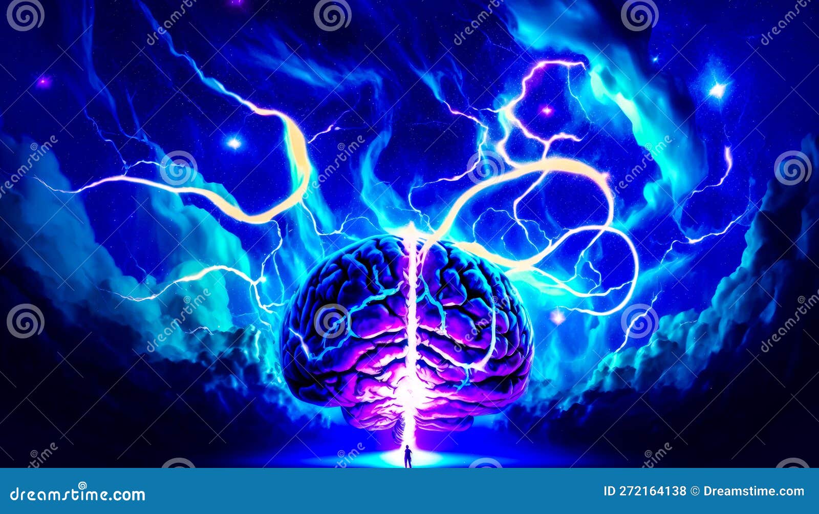 An Image of Brain with Lightning Coming Out of it. Generative AI Stock ...