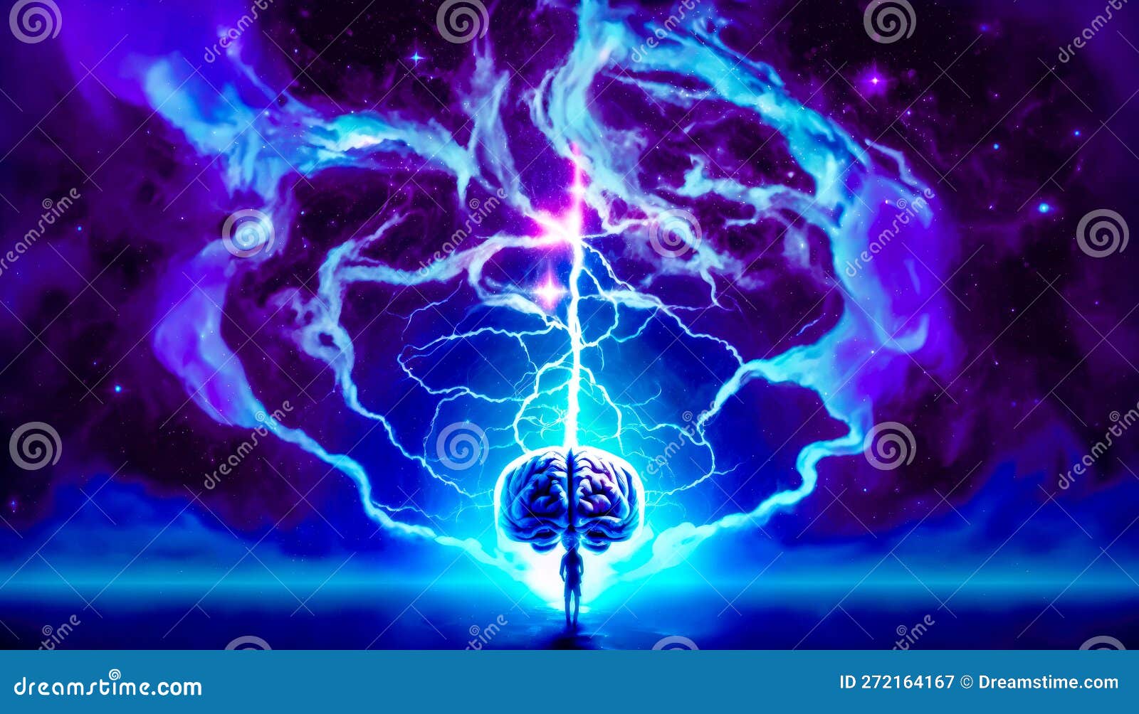 An Image of Brain with Lightning Coming Out of it. Generative AI Stock ...