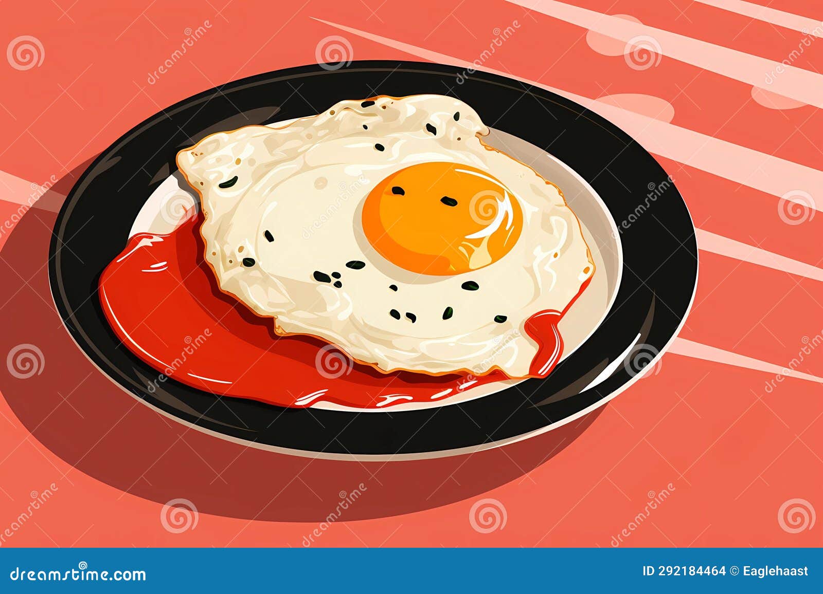 Fried Egg. Illustration for a Coffee Shop Stock Illustration - Illustration of comics, lettuce ...