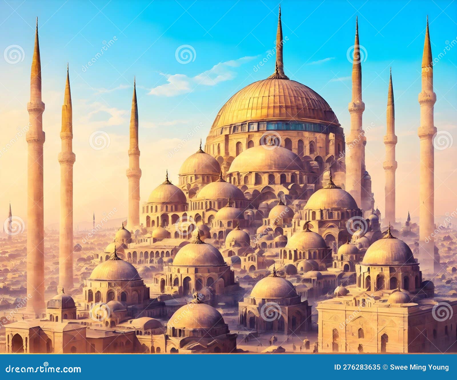 Image of Breathtaking Cityscape Inspired by Ottoman Art Which Features ...