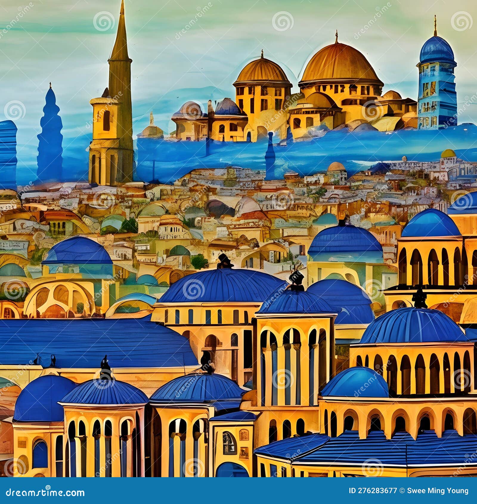 Image of Breathtaking Cityscape Inspired by Ottoman Art Which Features ...