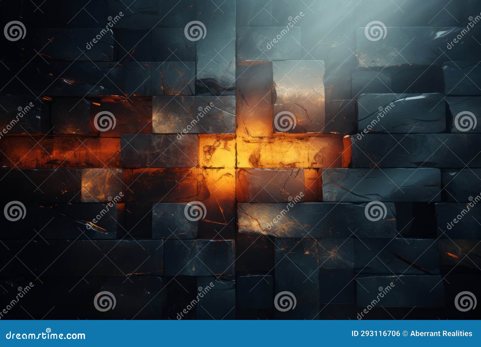 An Image of a Brick Wall with Flames Coming Out of it Stock ...