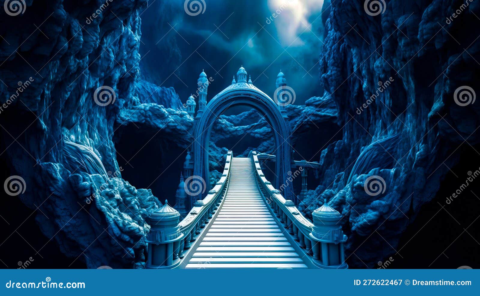 An Image of Bridge Leading into Cave. Generative AI Stock Illustration ...