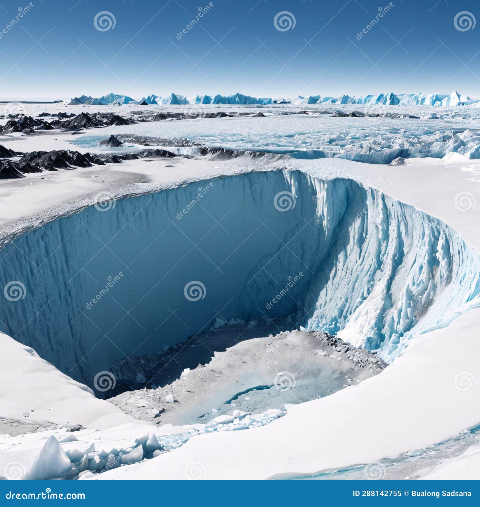 Broken Ice at the Base of a Giant Glacier. Stock Illustration ...