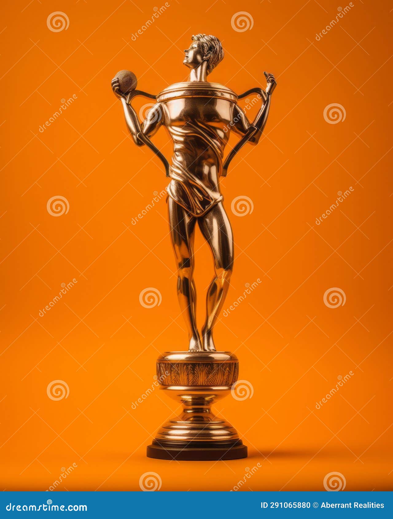 An Image of a Bronze Trophy on an Orange Background Stock Illustration ...