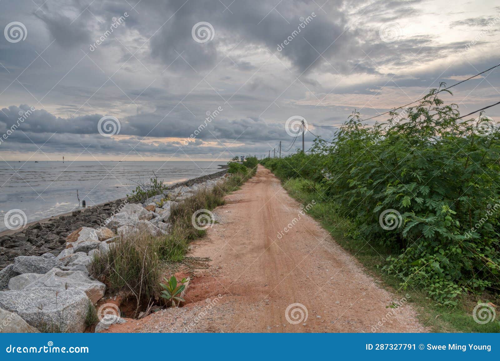 Brown Earth Pathway Along the Side of the Beach Stock Image - Image of ...