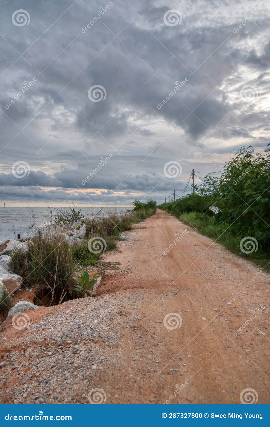 Brown Earth Pathway Along the Side of the Beach Stock Photo - Image of ...