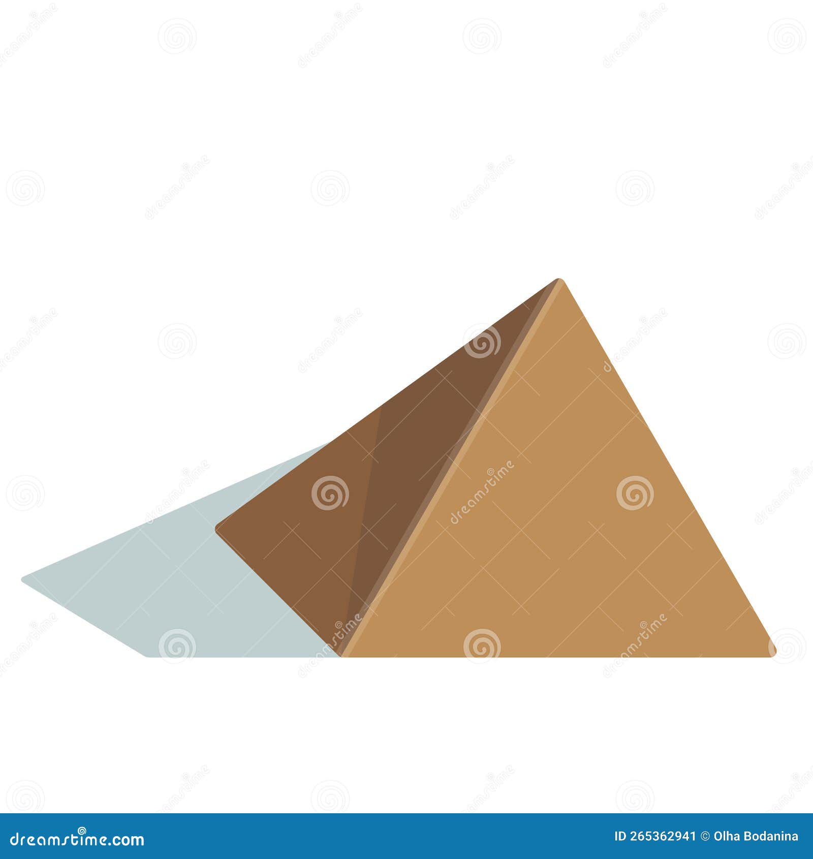 The Image of a Brown Pyramid with a Shadow on a White Background, a ...