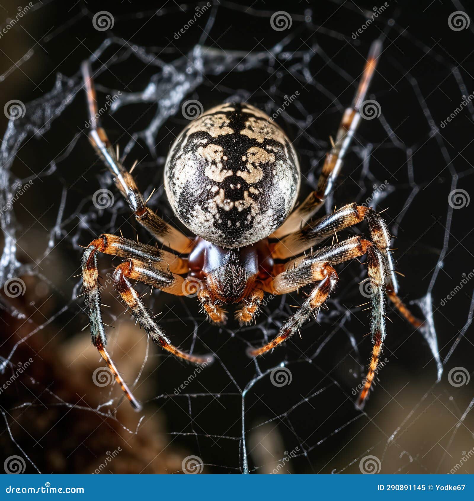 Image of Brown Spider on a Cobweb. Insect Stock Illustration ...