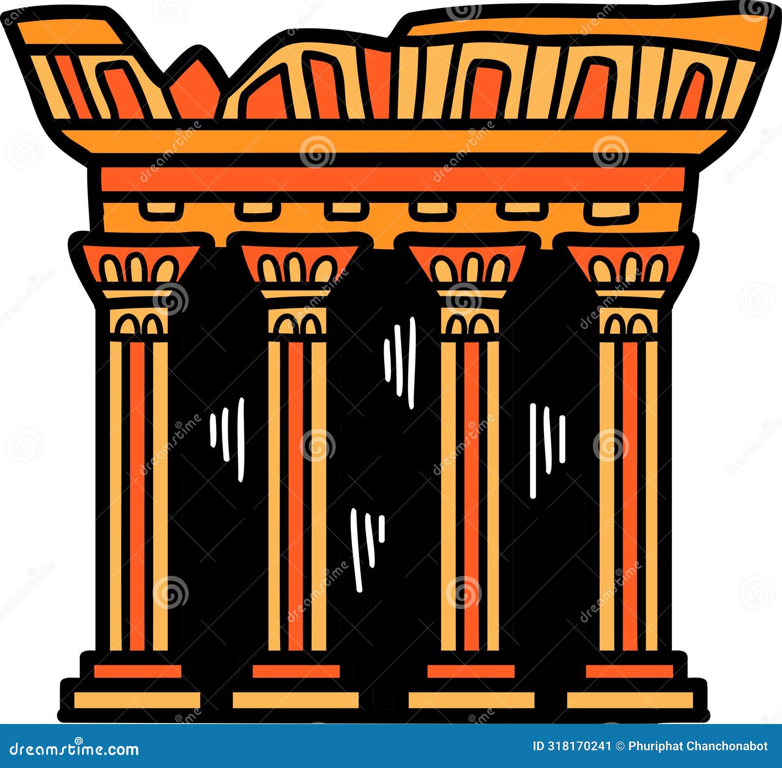 The Image is of a Building with Four Pillars Stock Vector ...