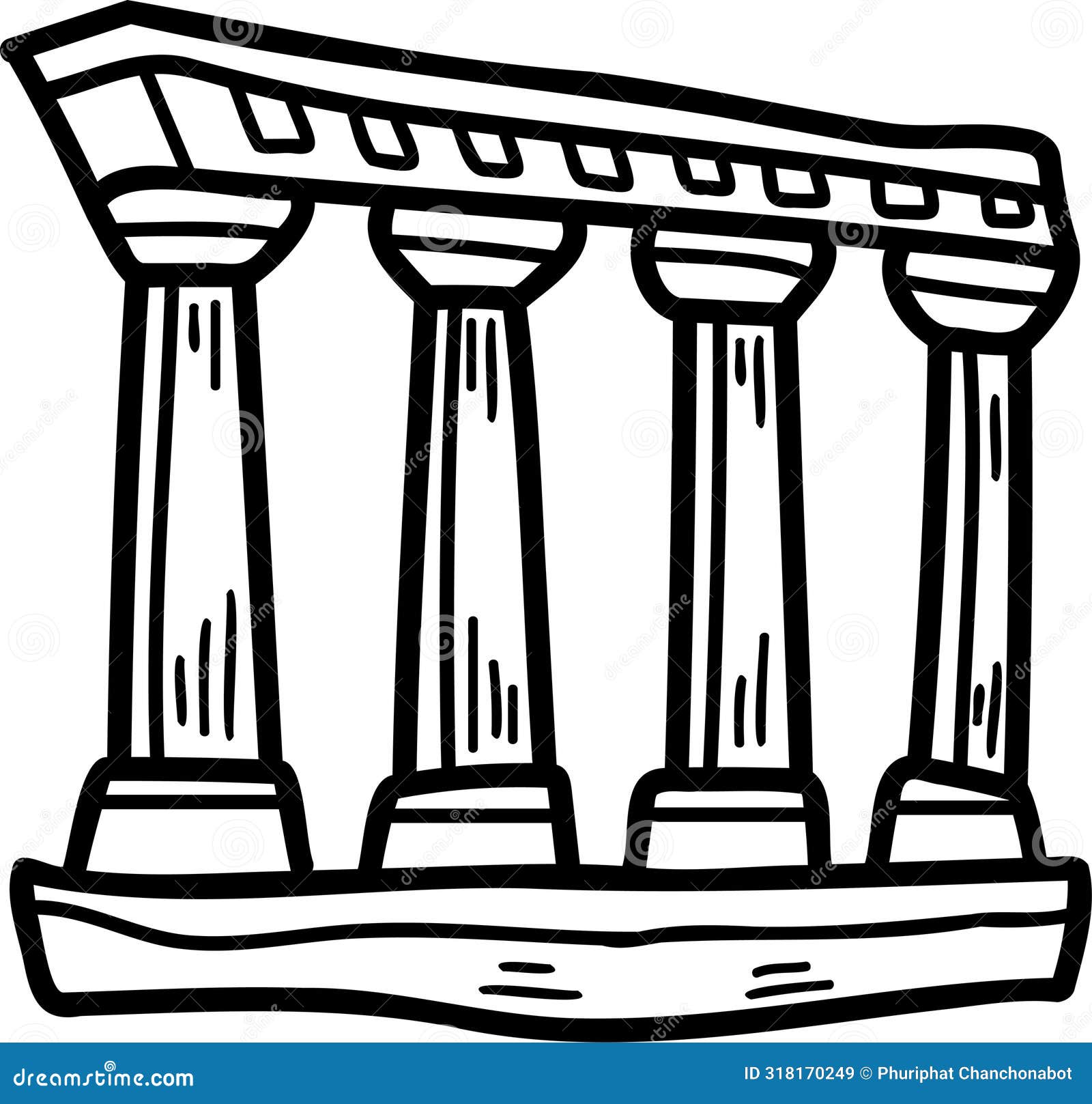 The Image is of a Building with Four Pillars Stock Vector ...