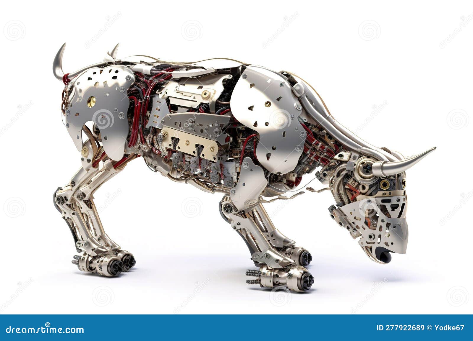 Image of a Bull Modified into a Robot on a White Background. Wild ...