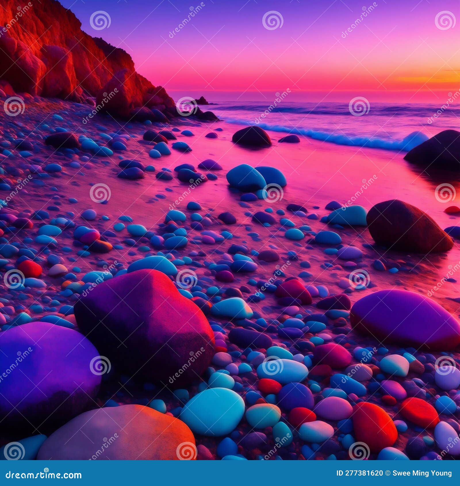 Image of Bunch of Colorful Pebbles and Stones on the Beach at Golden ...