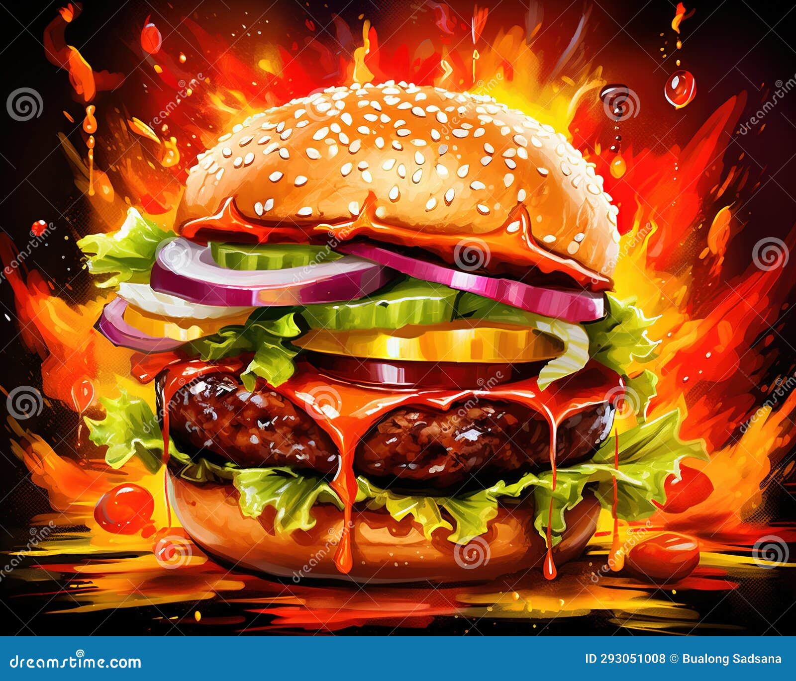 Burning Chili Sauce Based Burger is a Burning Hot Hamburger with Chili ...