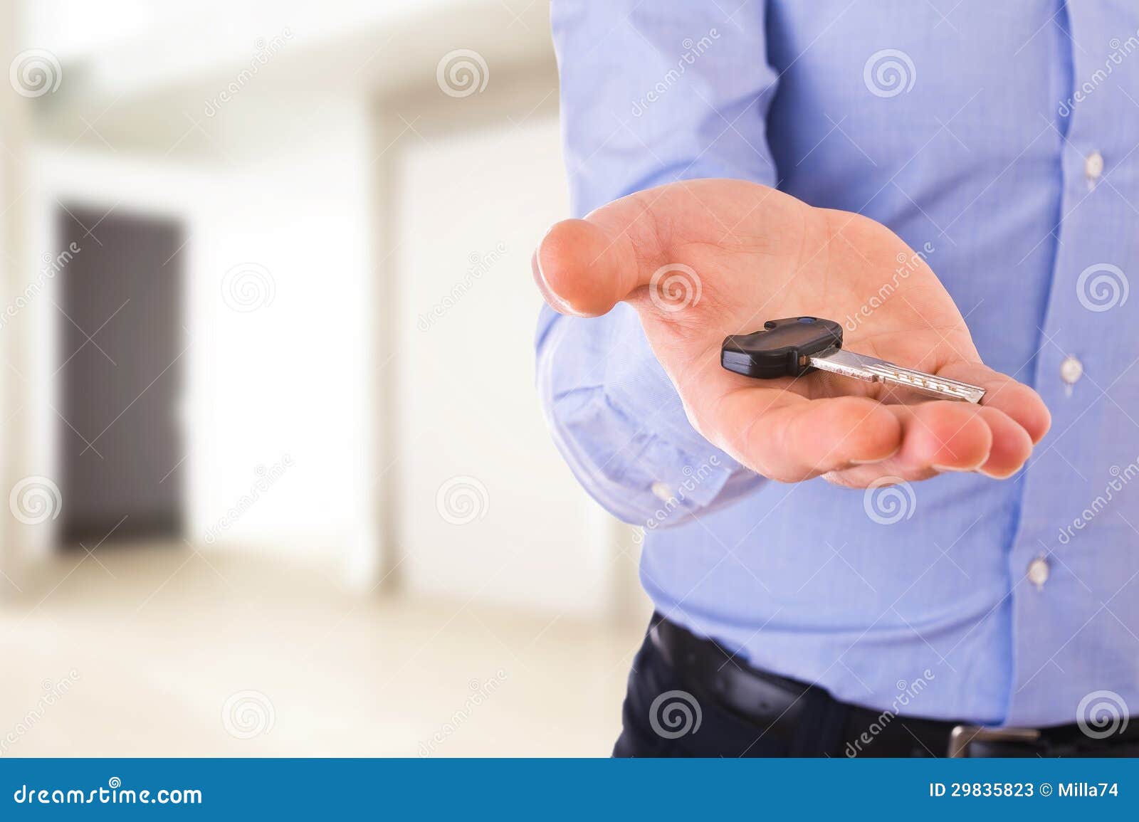 Business Man Holding a Key. Stock Image - Image of agent, businessman ...