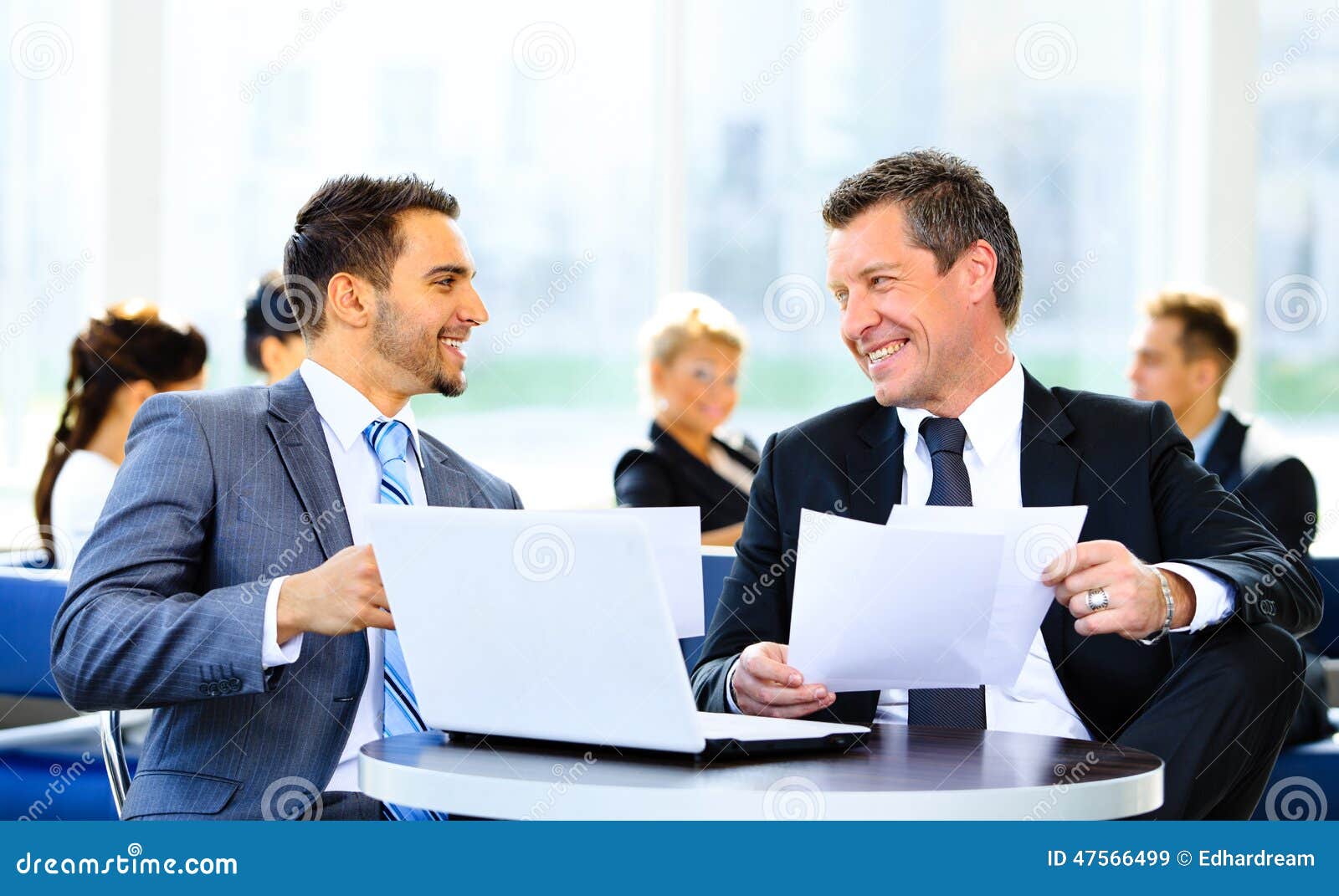 Image of Business Partners Discussing Stock Image - Image of gathered ...
