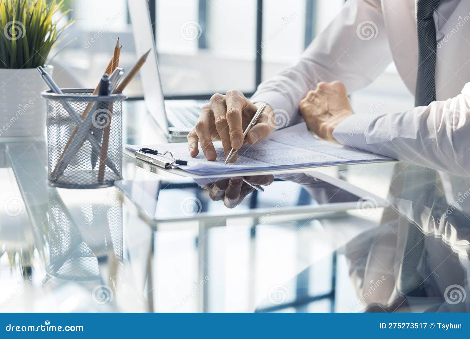 Image of Businessman Hands Taking Business Notes at Office. Stock Image ...