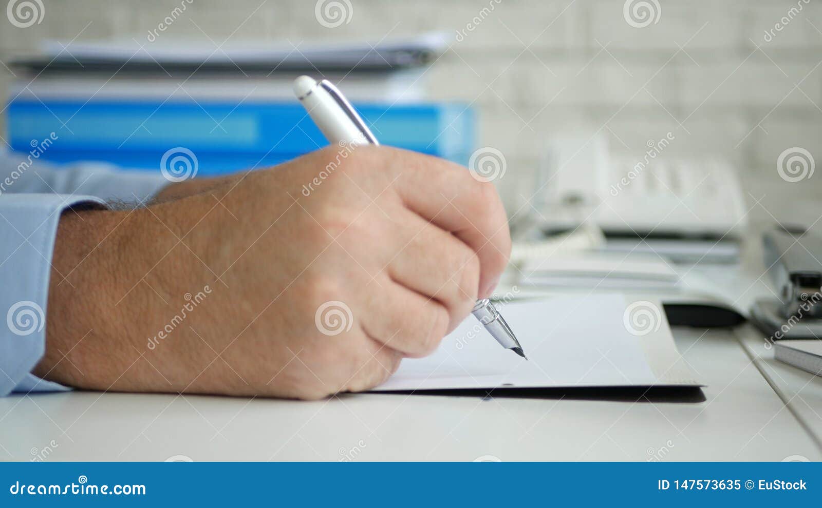 Businessman Image Signing Accounting Documents in Office Room Stock ...