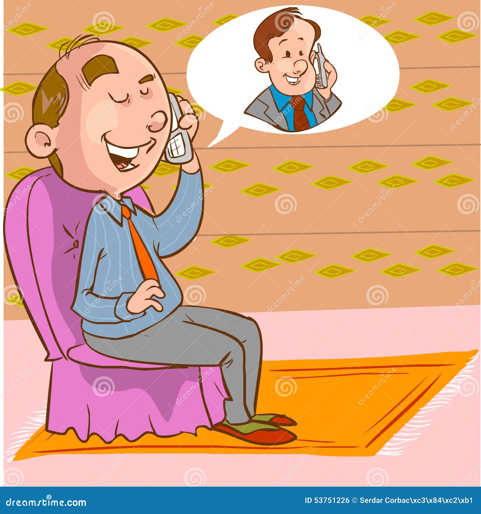 An Image of a Businessman Talking on a Phone Line Drawing Stock Vector ...