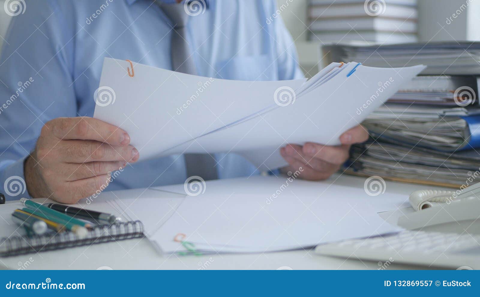 Businessman Working with Documents in Accounting Office Stock Image ...