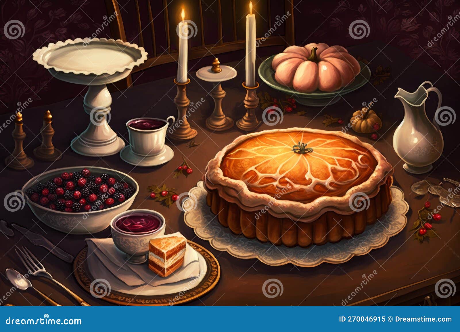 An Image of Cake and Other Items on Table. Generative AI Stock ...