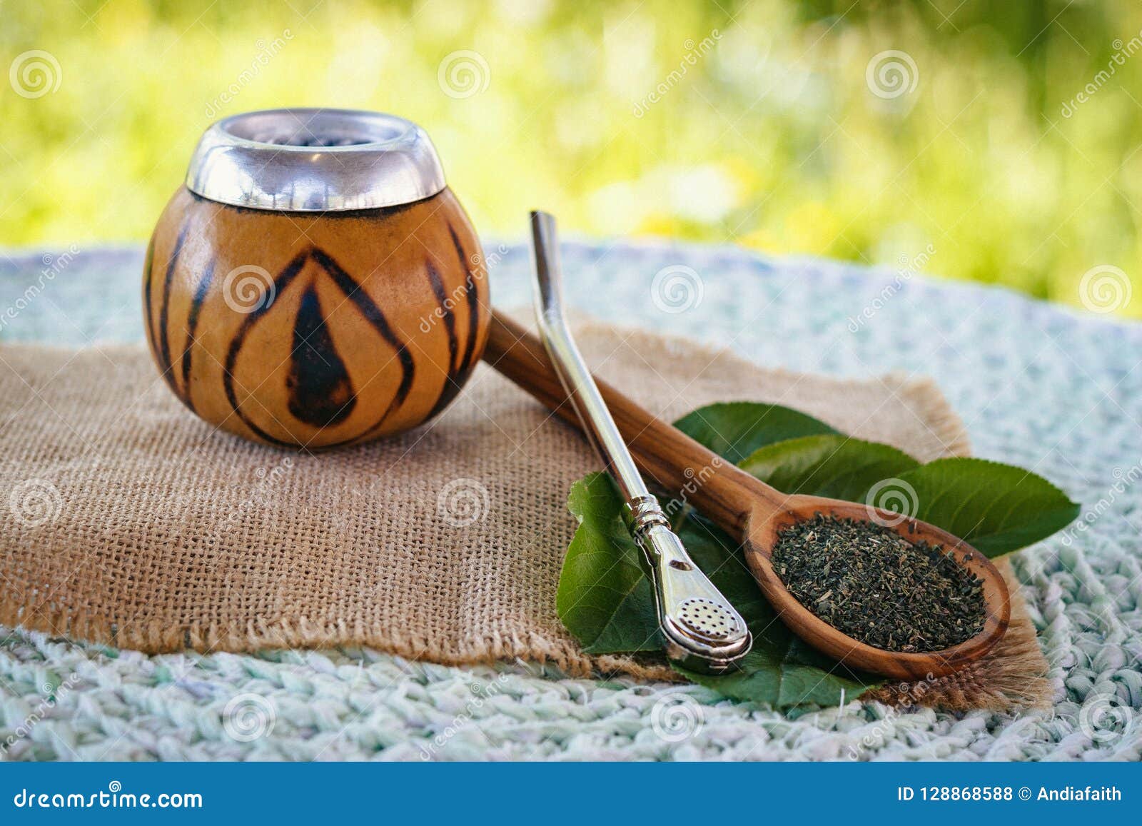 Calabash with Mate Tea, on Bright Green Backdrop Stock Photo - Image of ...