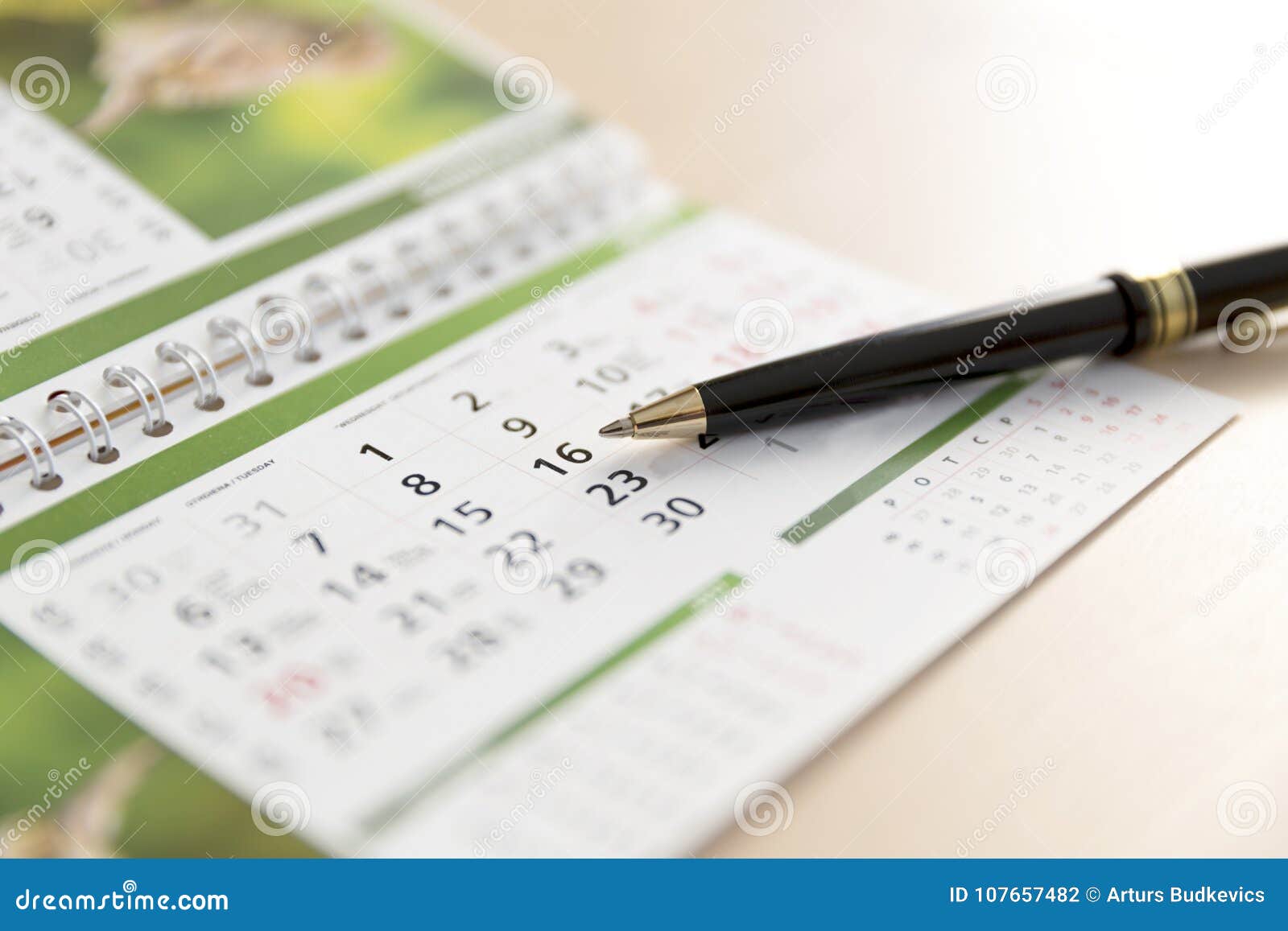 An Image of a Calendar and a Pen Stock Photo - Image of appointment ...