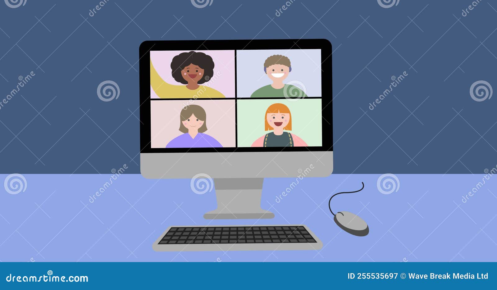 Image of Image Call Icon Moving on Blue Background Stock Illustration ...