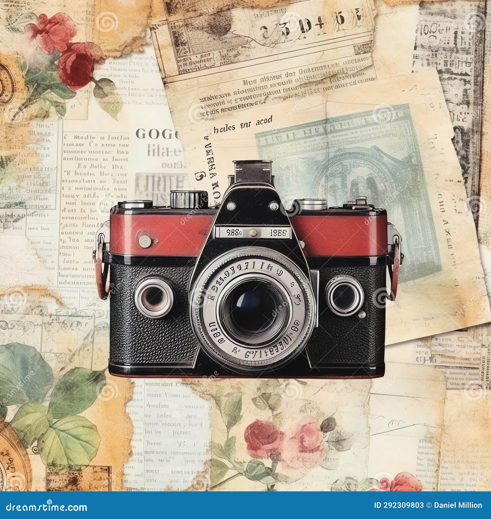 Cameras Old Paper, Vintage Digital Paper Stock Illustration ...