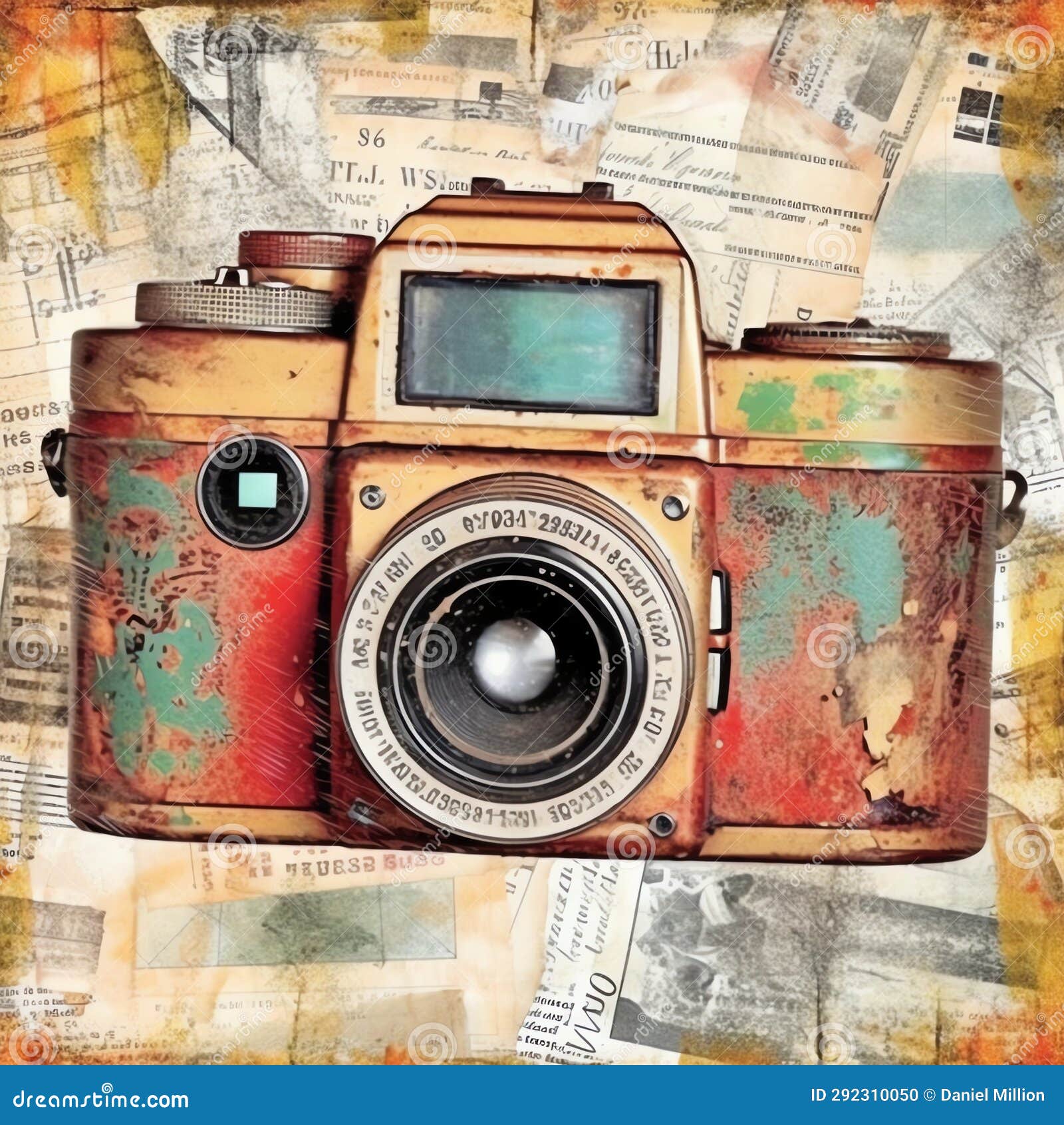 Cameras Old Paper, Vintage Digital Paper Stock Illustration ...