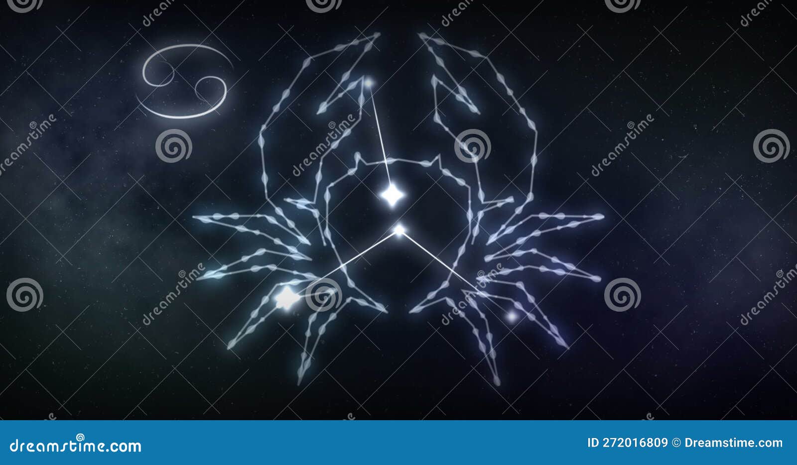 Image Of Cancer Sign With Stars On Black Background Stock Illustration