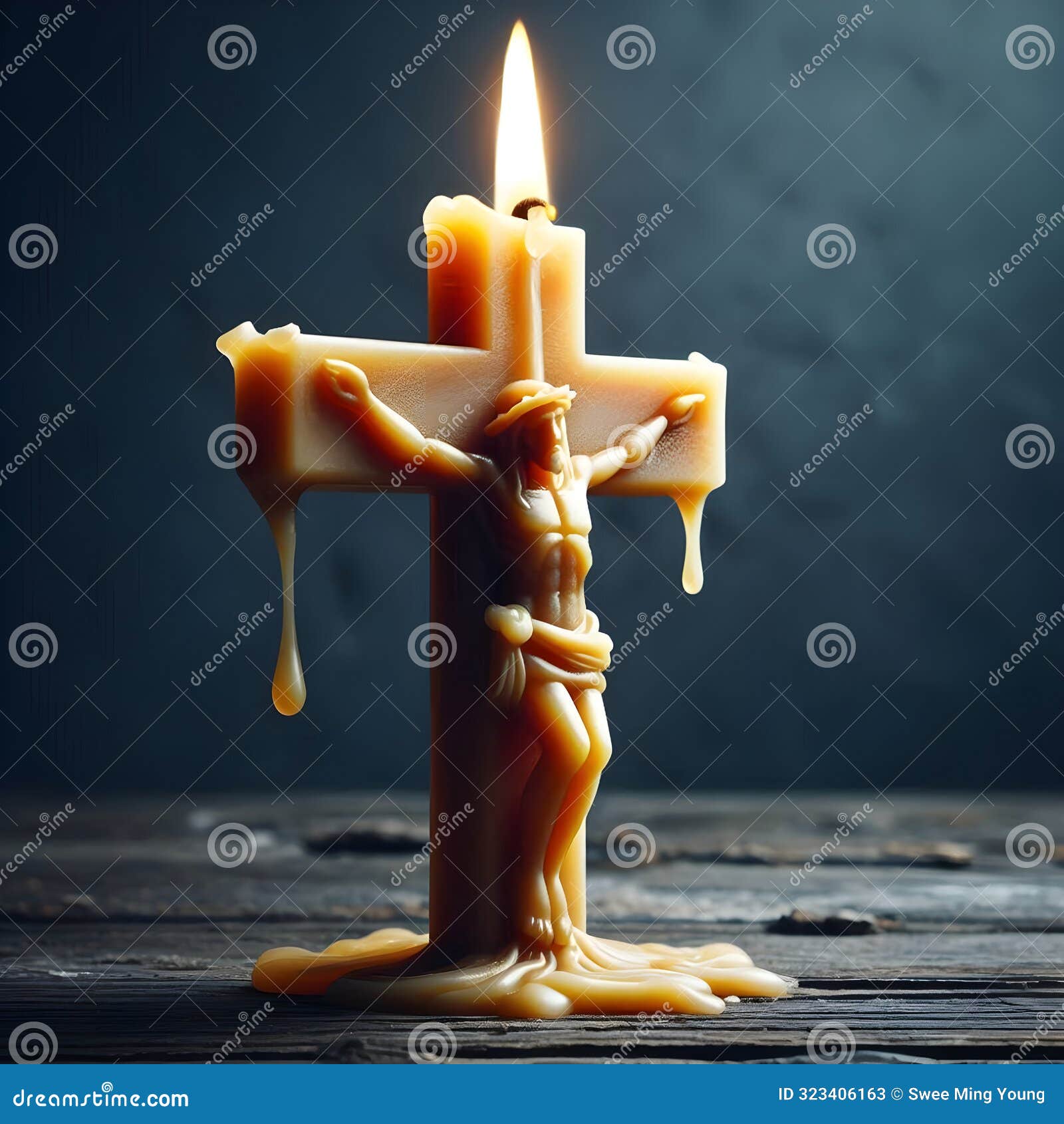 Image of a Candle Wax Made Like Christ on the Cross Figure is Melting ...