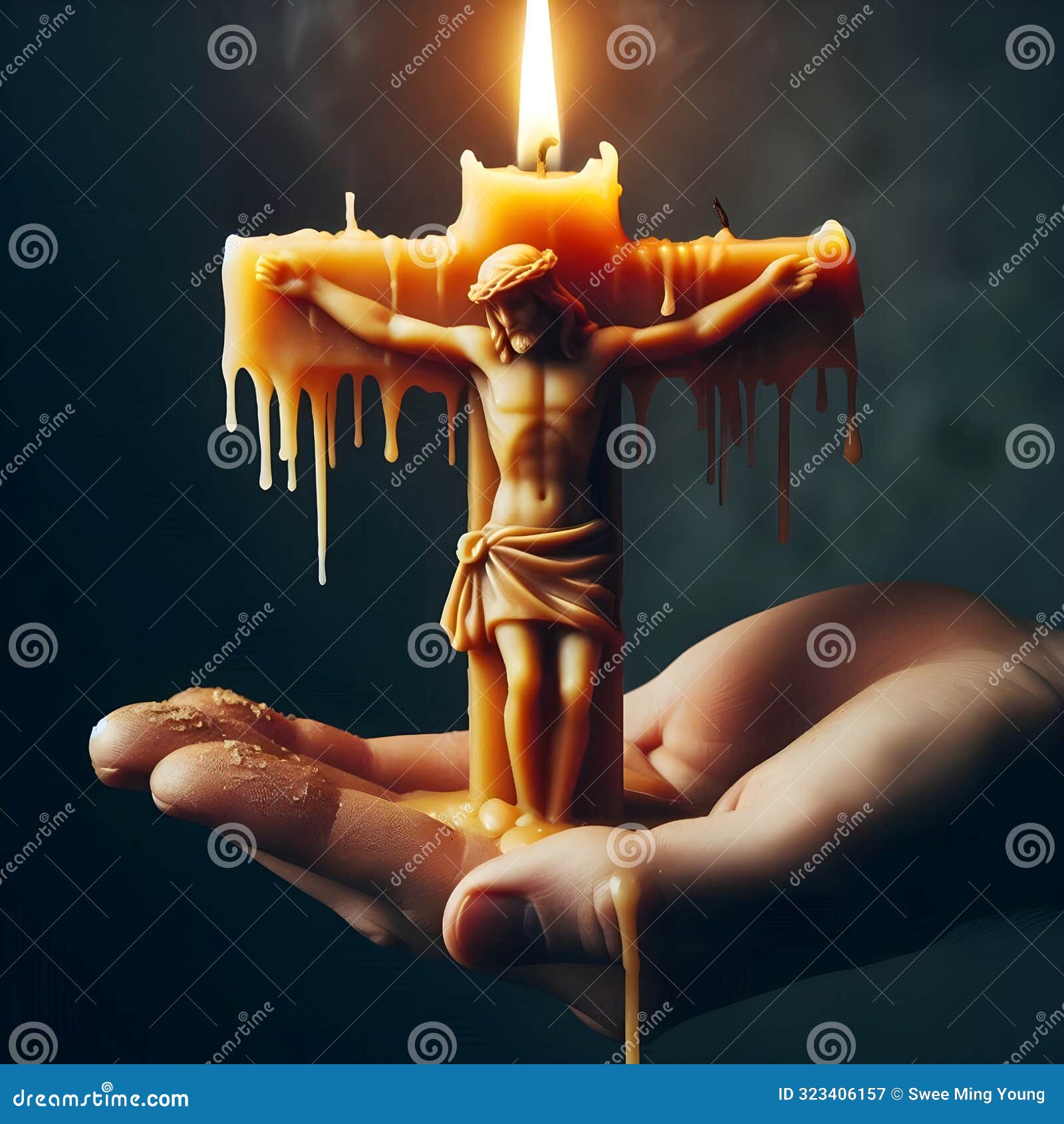 Image of a Candle Wax Made Like Christ on the Cross Figure is Melting ...