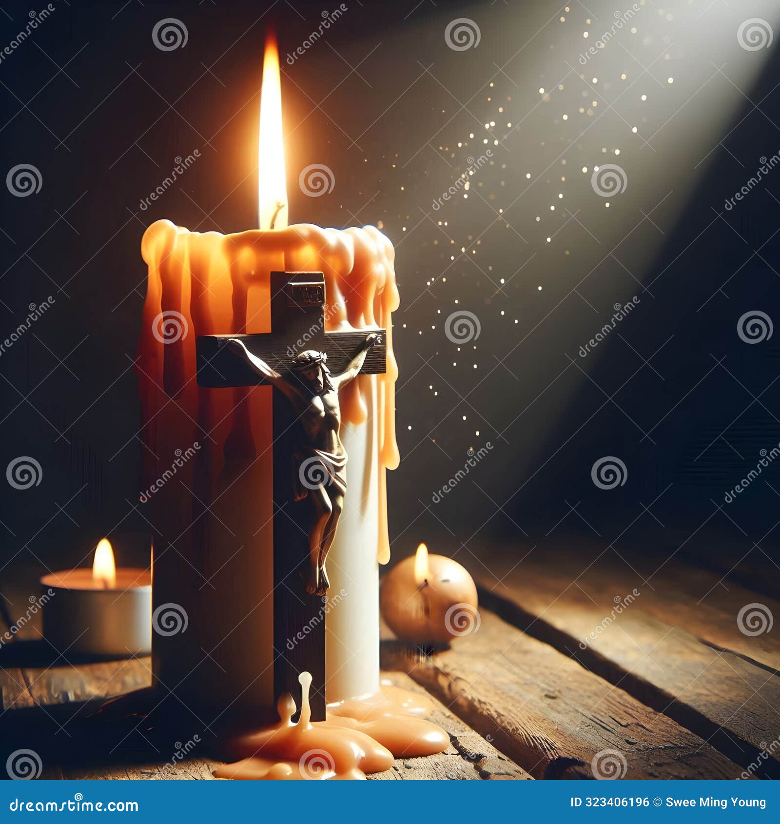 Image of a Candle Wax Made Like Christ on the Cross Figure is Melting ...