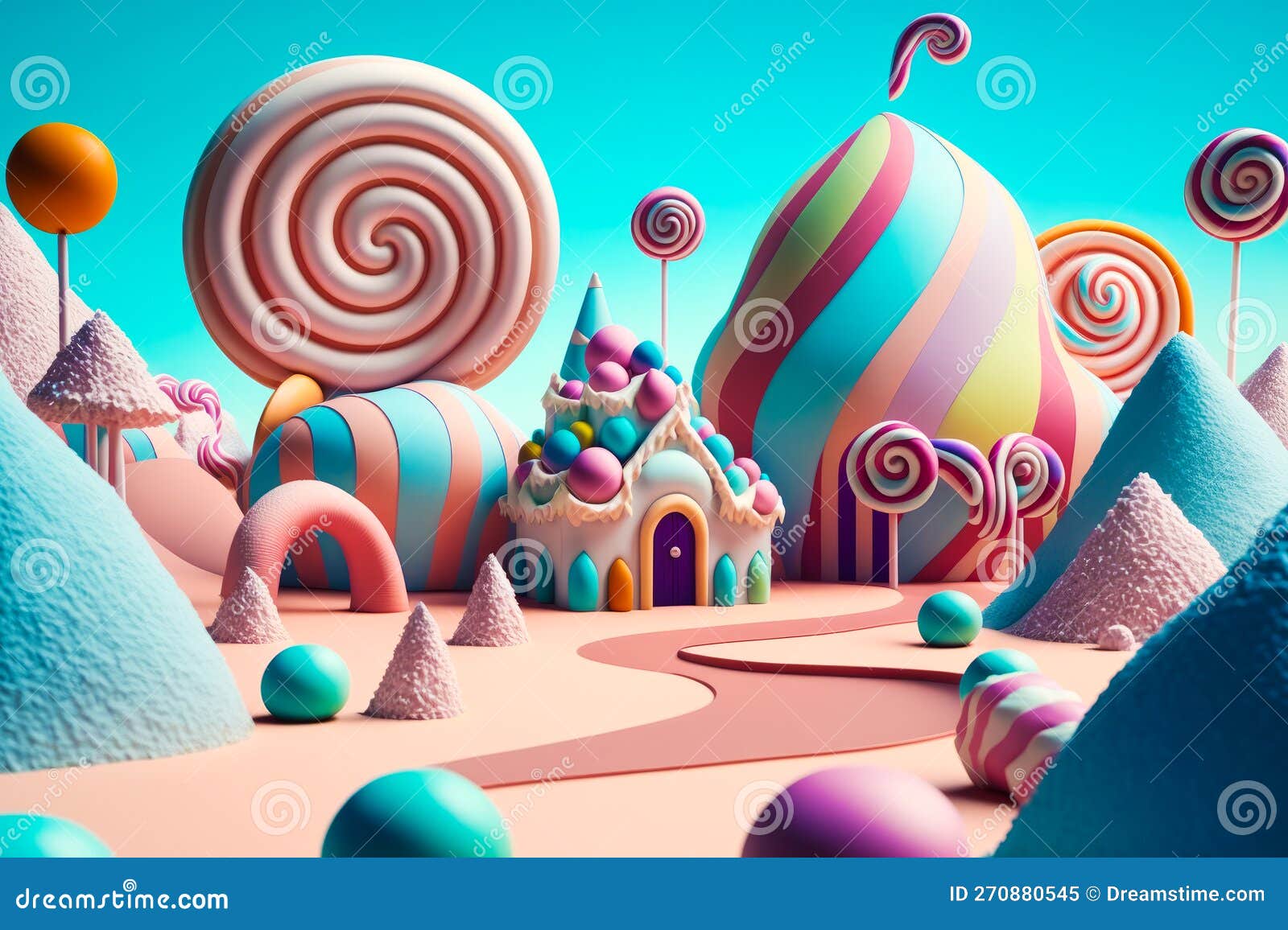 An Image of Candy Land with Lollipops and Candy. Generative AI Stock ...