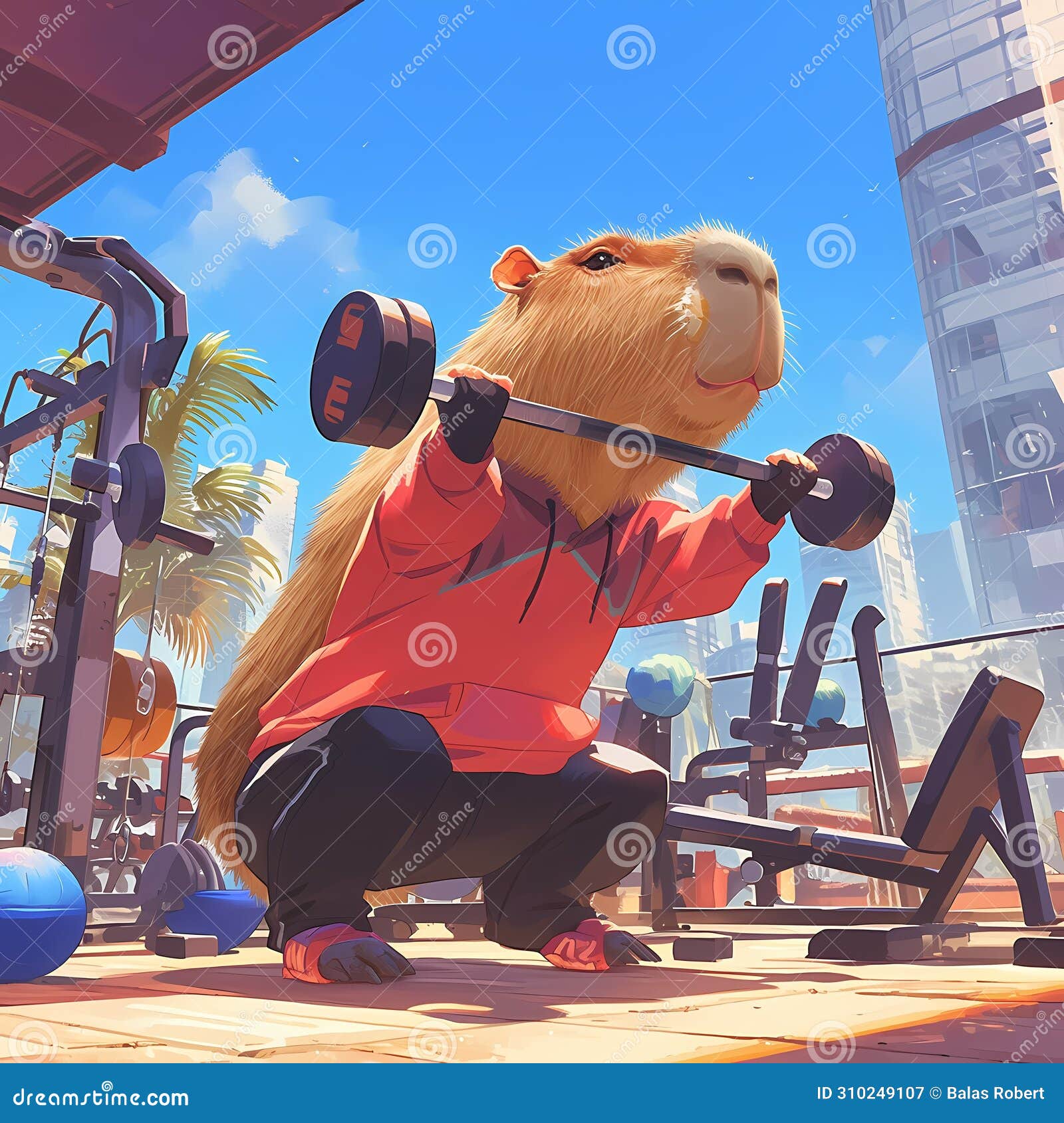 Workout Rodent - Animal Gym Hero Stock Illustration - Illustration of ...