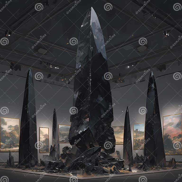 Art Gallery Obsidian Obelisk Display Stock Illustration - Illustration ...