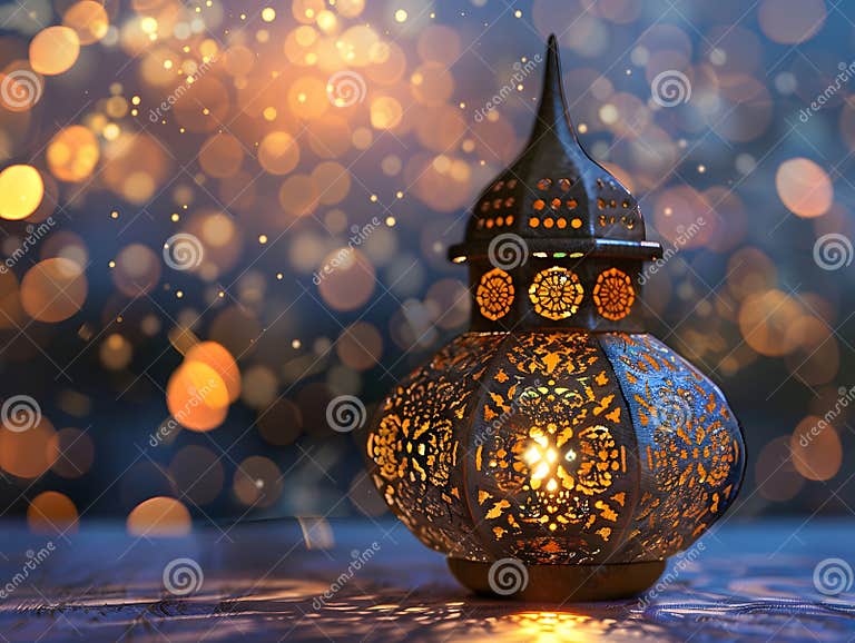Beautifully Crafted Lantern Illuminating Intricate Patterns on Textured ...