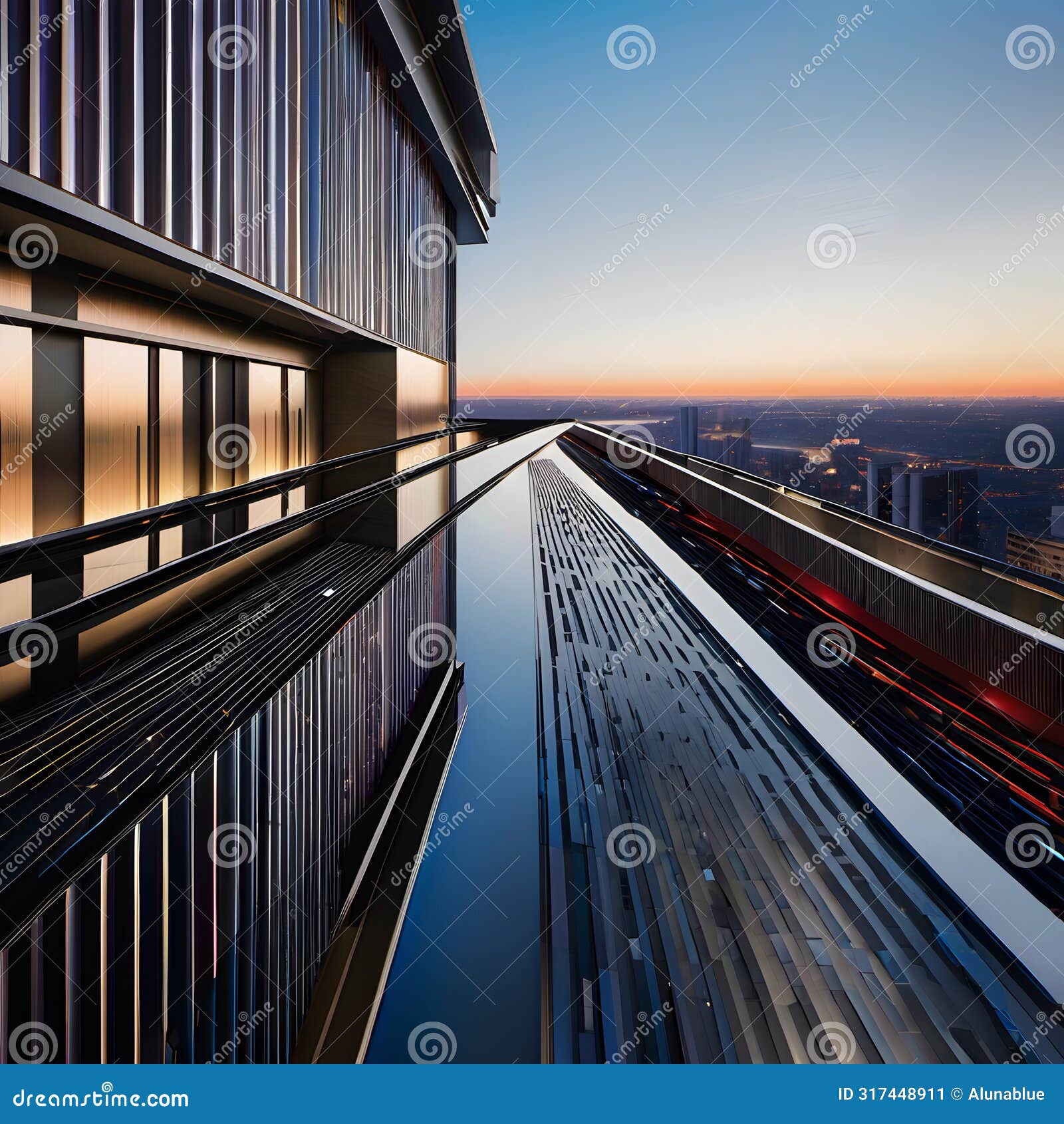 Modern Skyscraper Exterior at Sunset with Urban View Stock Image ...