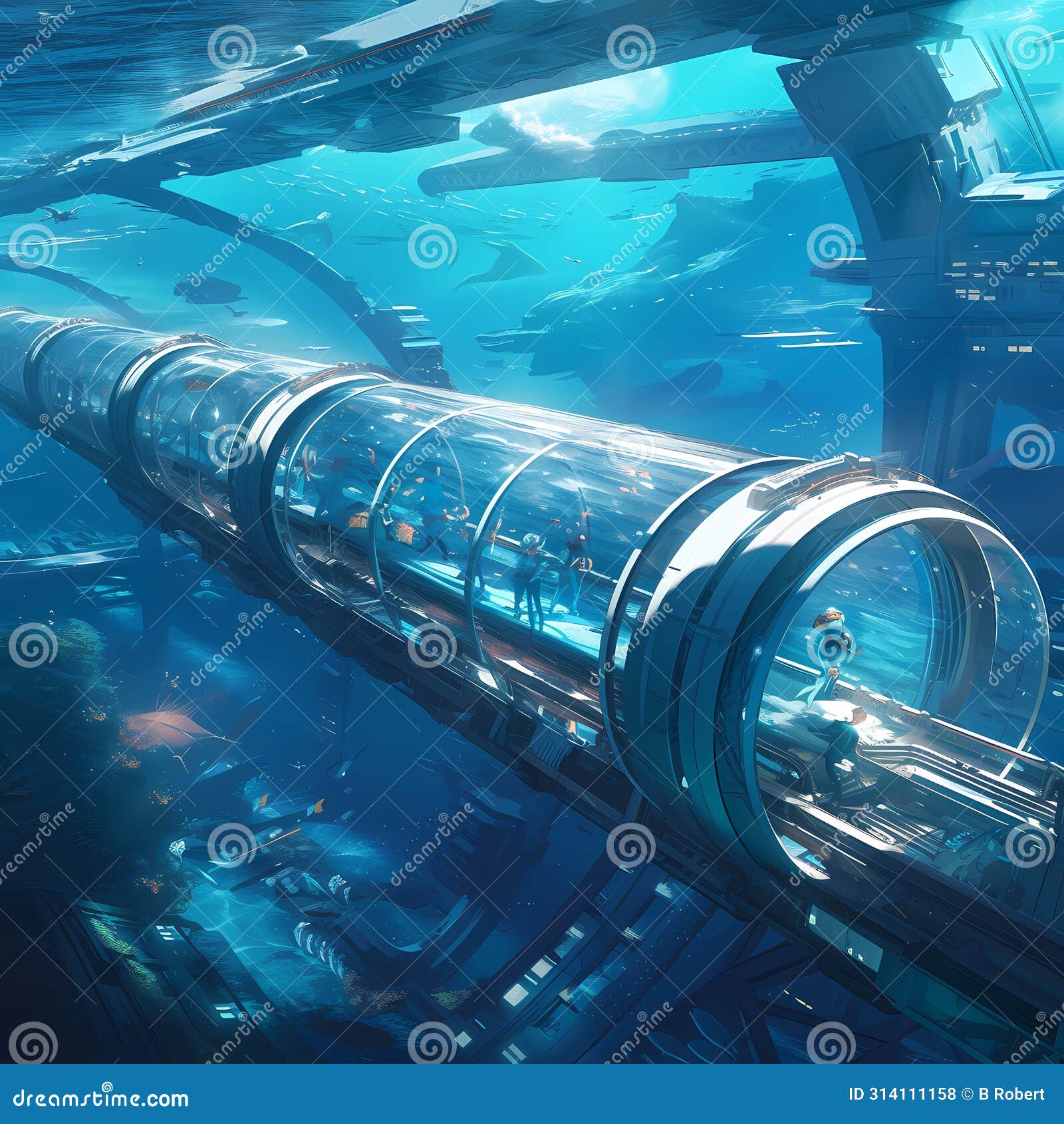 Future of Transportation: Hyperloop Underwater Journey Stock Illustration - Illustration of ...