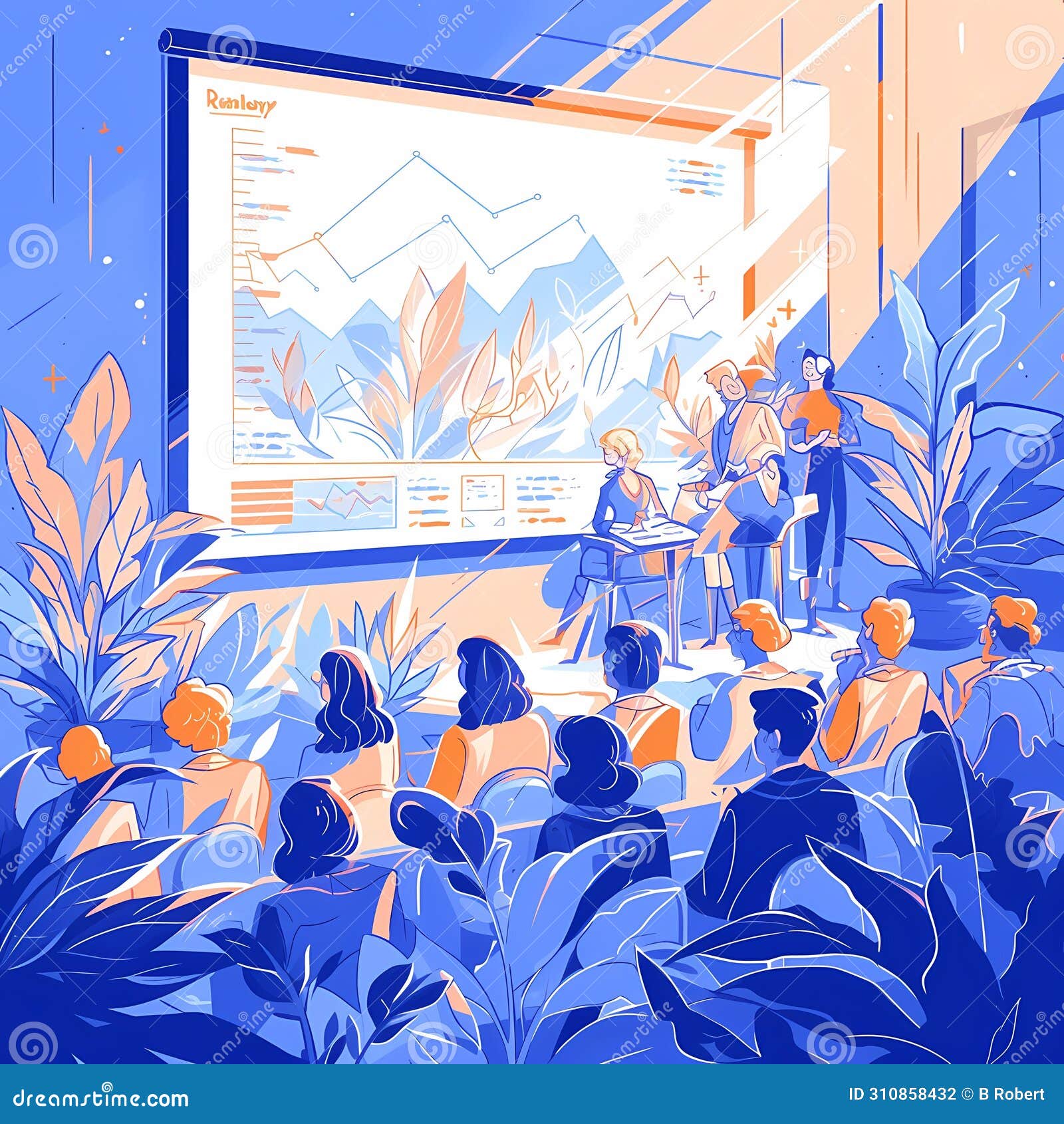 Innovative Presentation Engages Audience in Serene Setting Stock ...