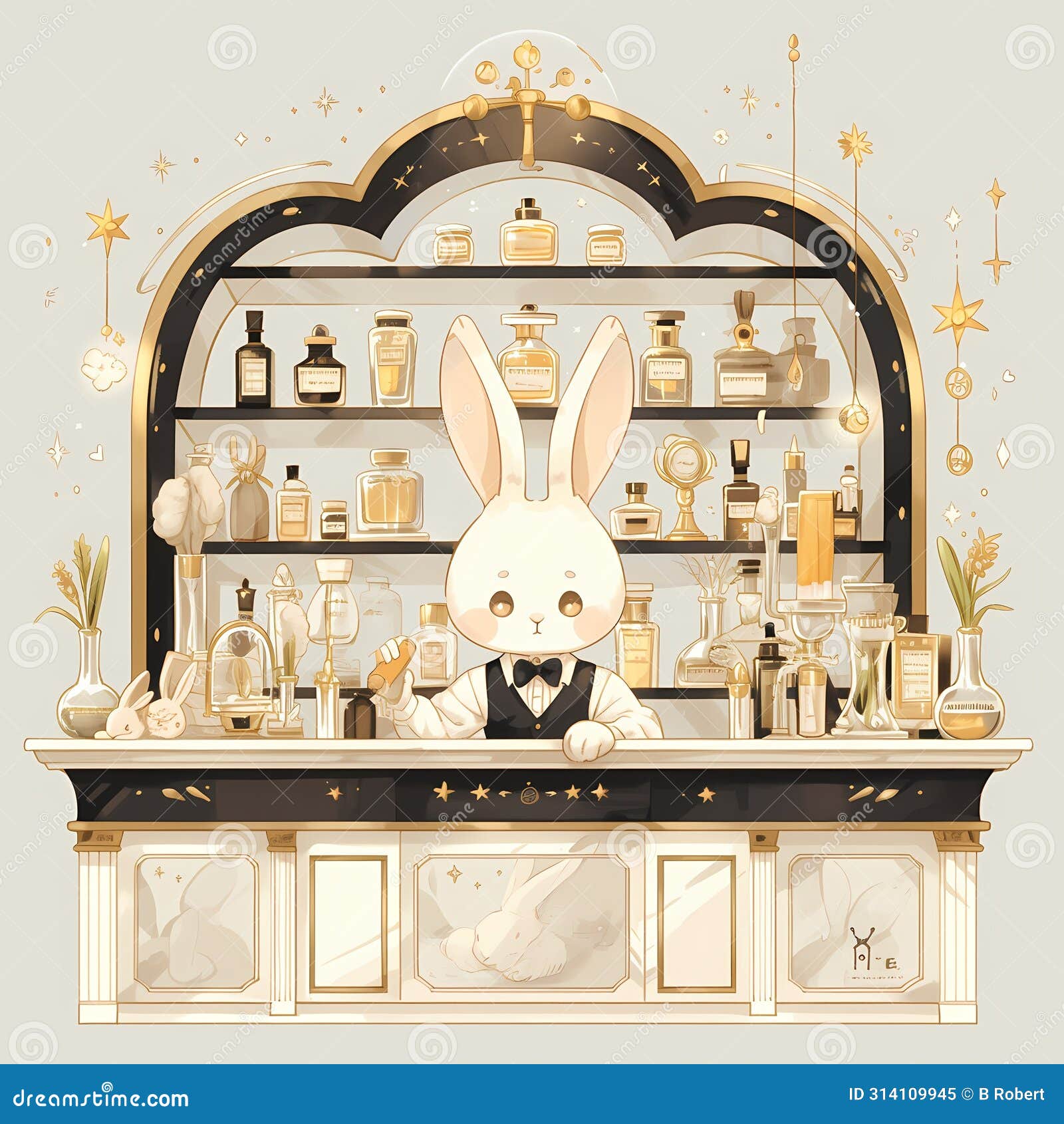 Elegant Rabbit Mixologist at High-End Perfume Boutique Stock ...