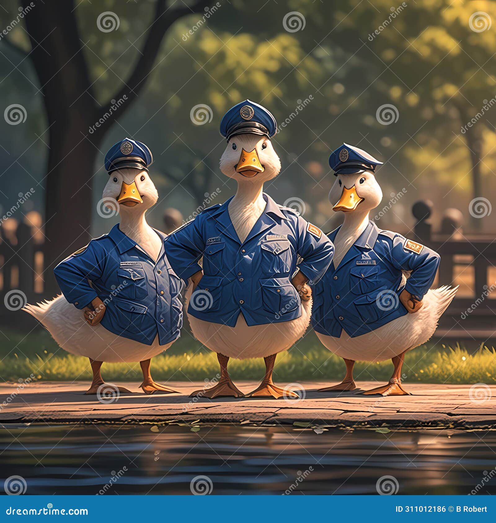 Adorable Ducks on Patrol stock illustration. Illustration of care ...