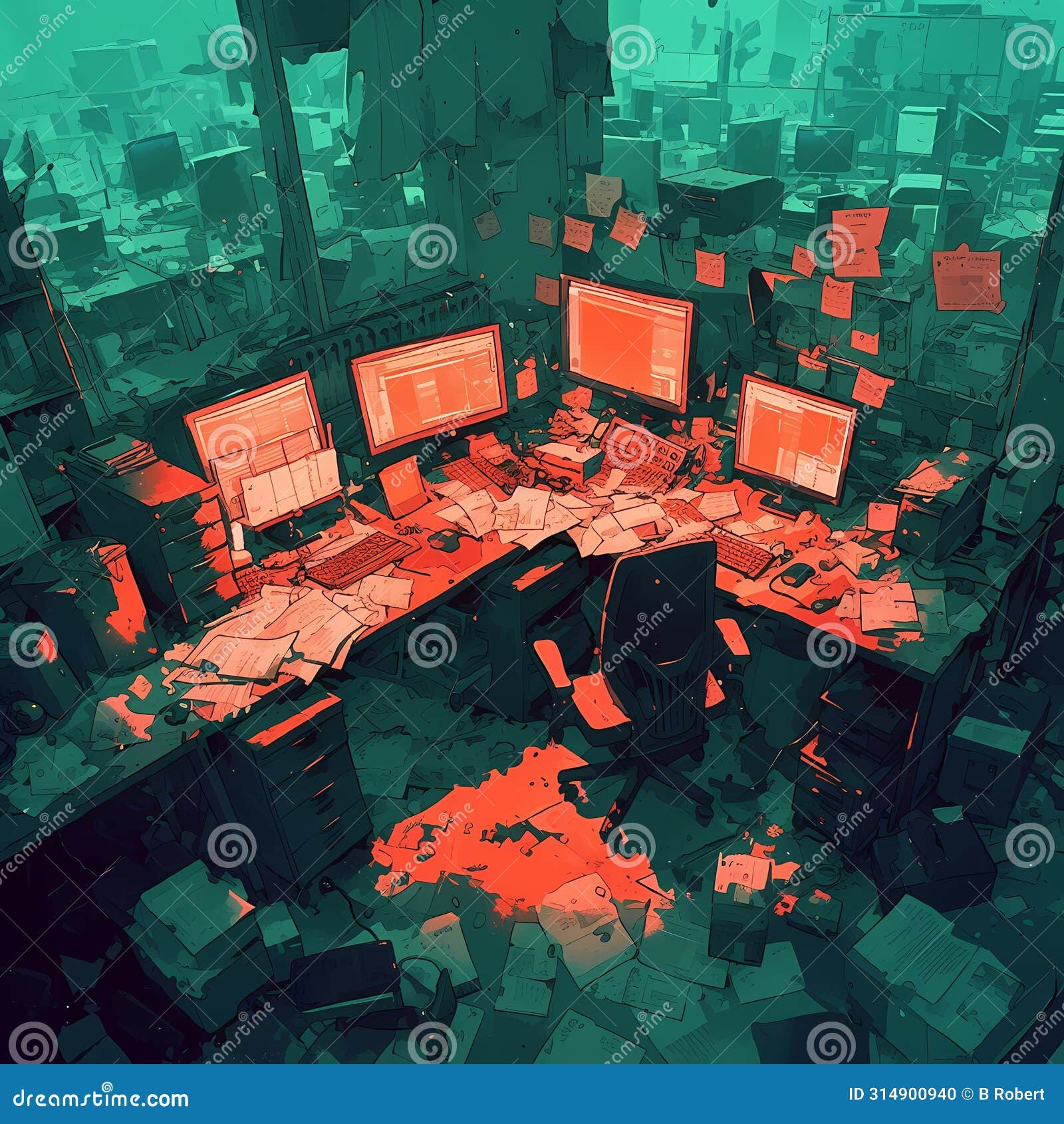 Grim Zombie Apocalyptic Face. Green Color. Royalty-Free Stock ...