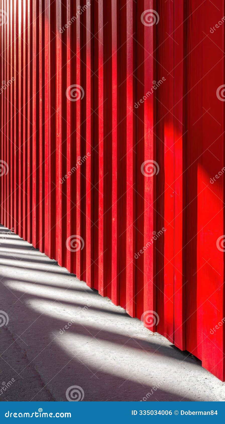 Close-up View of a Red Wall with Vertical Slats, Featuring Dramatic ...