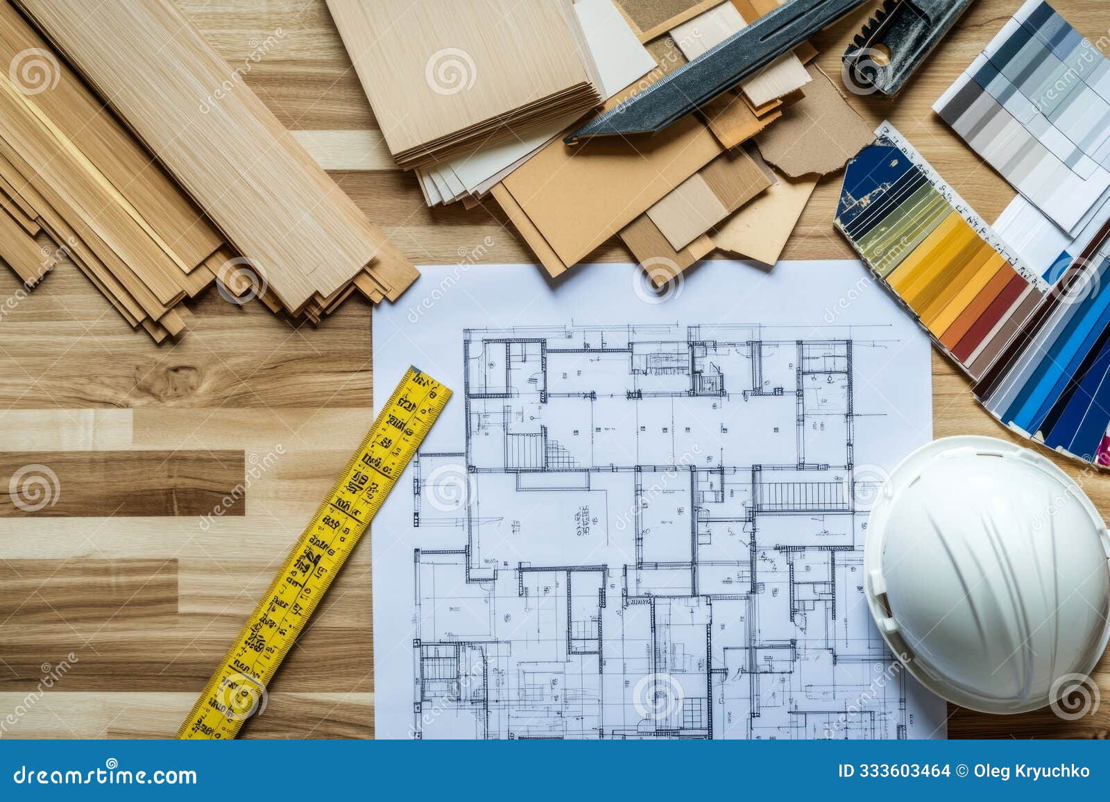 This Image Captures a Construction Workspace Filled with Materials and ...