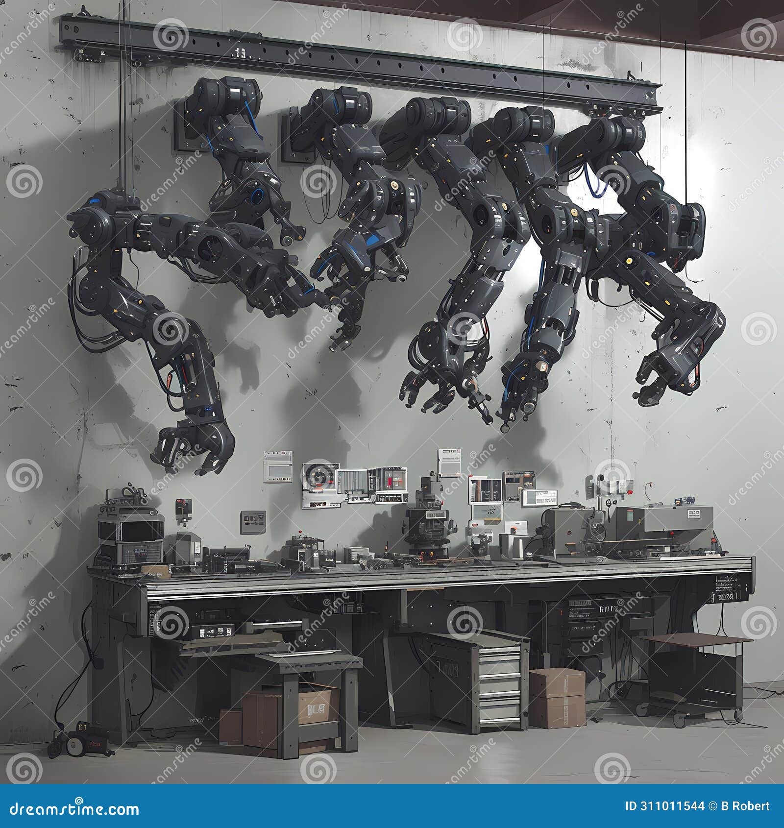 Dynamic Office Space with Advanced Technology Stock Illustration ...